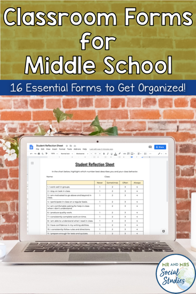 13 Vital Forms for Middle School Classrooms - Mr and Mrs Social Studies