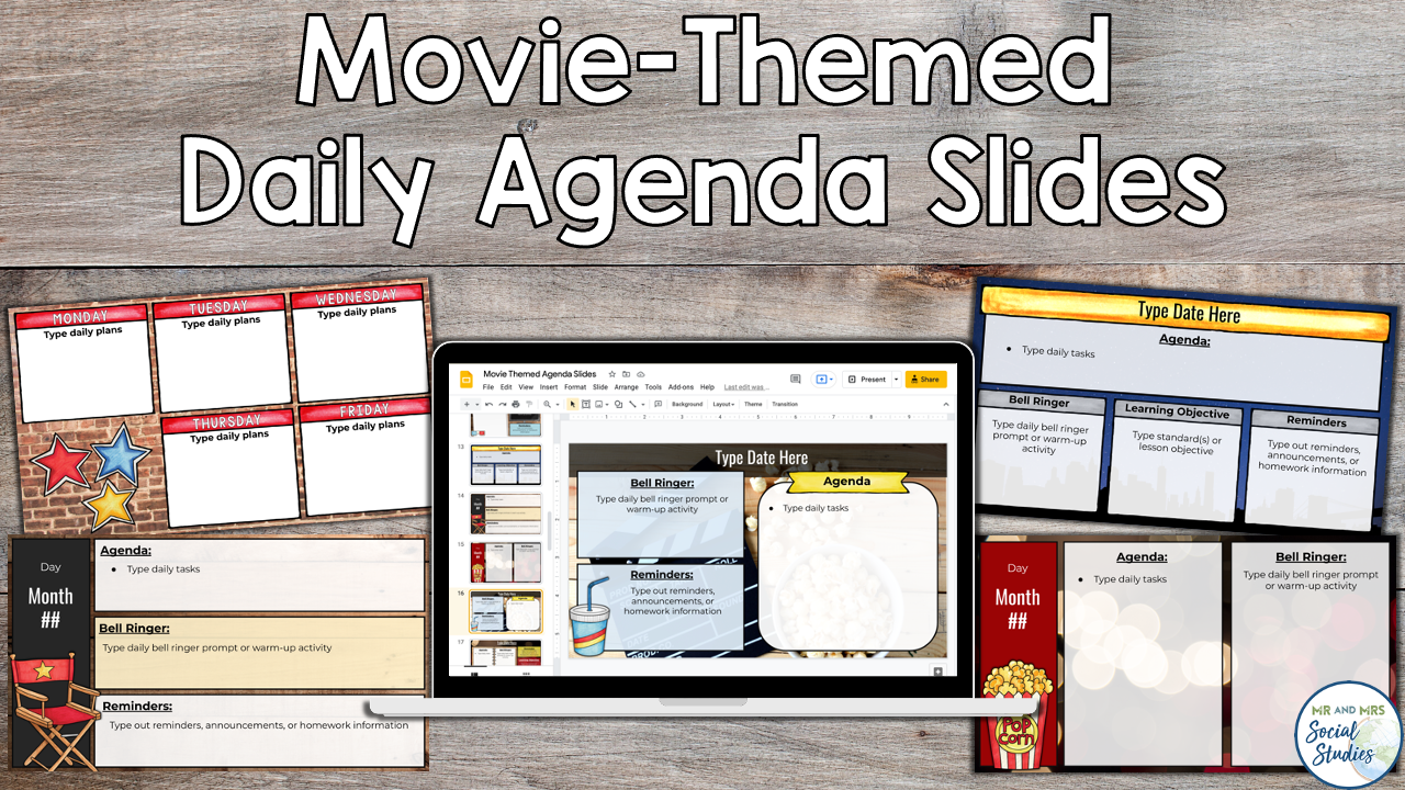 Daily Agenda Slides for Middle School - Mr and Mrs Social Studies