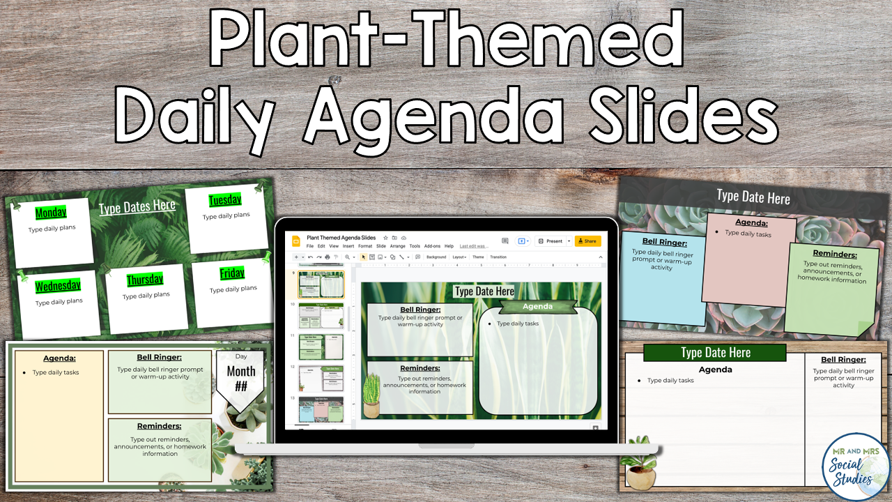 Daily Agenda Slides for Middle School - Mr and Mrs Social Studies