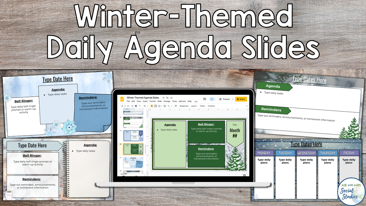 Daily Agenda Slides for Middle School - Mr and Mrs Social Studies